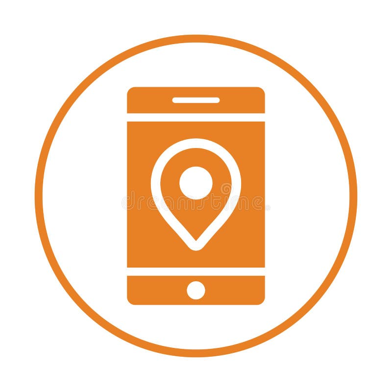 Location, Mobile Map Icon. Orange Version Stock Vector - Illustration ...