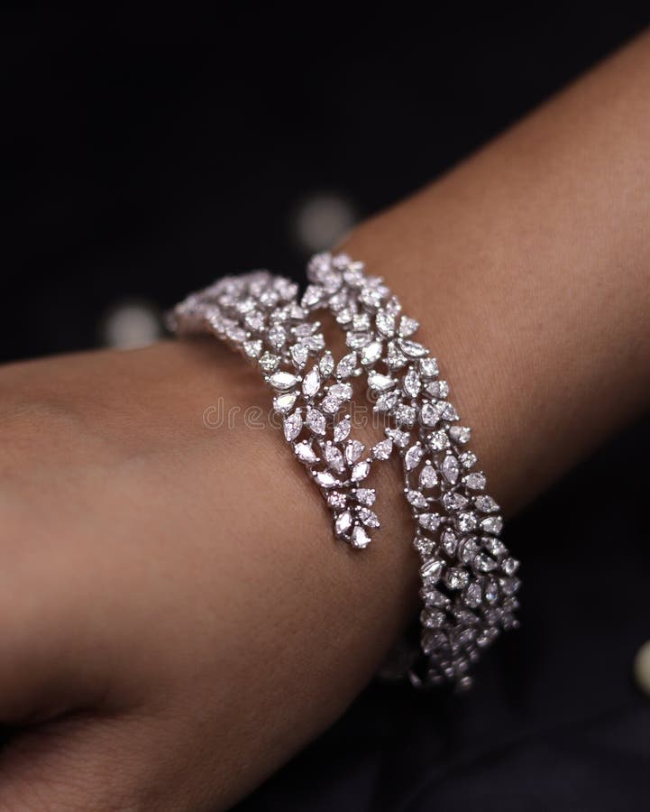 Beautiful Designer Gold Bracelet with Diamonds Stock Image - Image of ...