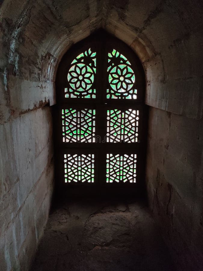 Beautiful Designer Window at Jama Masjid Mandu Stock Photo - Image of ...
