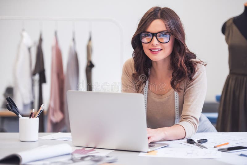 Beautiful designer working stock image. Image of desk - 113044209