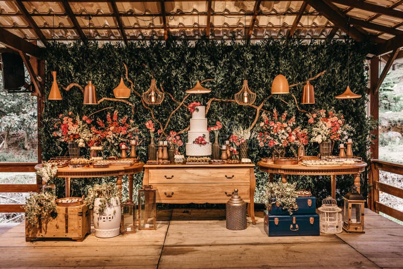 Beautiful Dessert Buffet Set Up on a Wedding Day Stock Photo - Image of ...