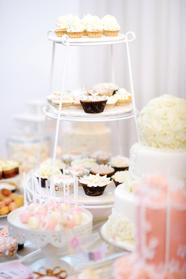 Beautiful Desserts, Sweets and Candy Table at Wedding Reception Stock ...