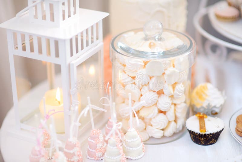 Beautiful Desserts, Sweets and Candy Table at Wedding Reception Stock ...