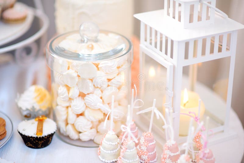Beautiful Desserts, Sweets and Candy Table at Wedding Reception Stock ...