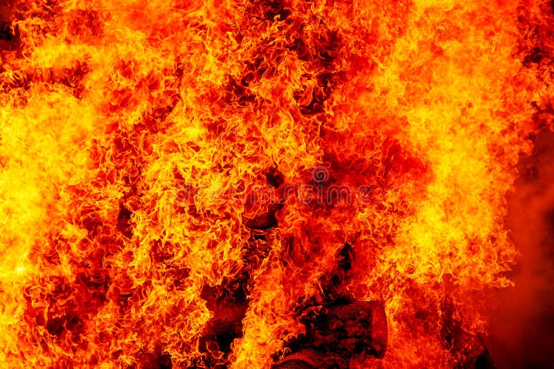 Beautiful Detailed Structure of Flames of Burning Bonfire. Stock Photo ...