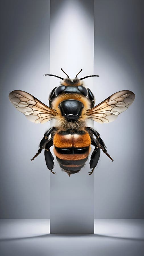 Beautiful Detailed Working Bee Against White Background. Digital Art ...
