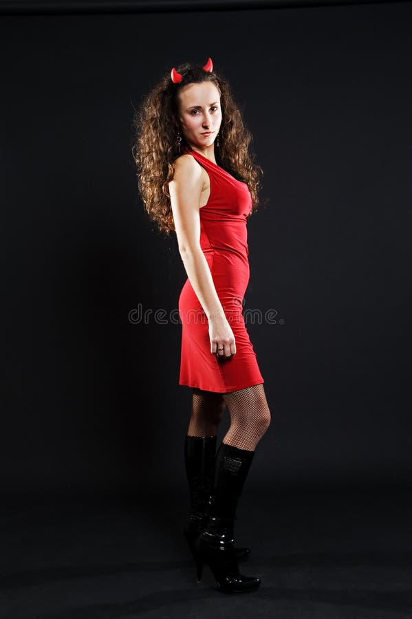 Beautiful devil in red stock image. Image of witch, demon - 7466517