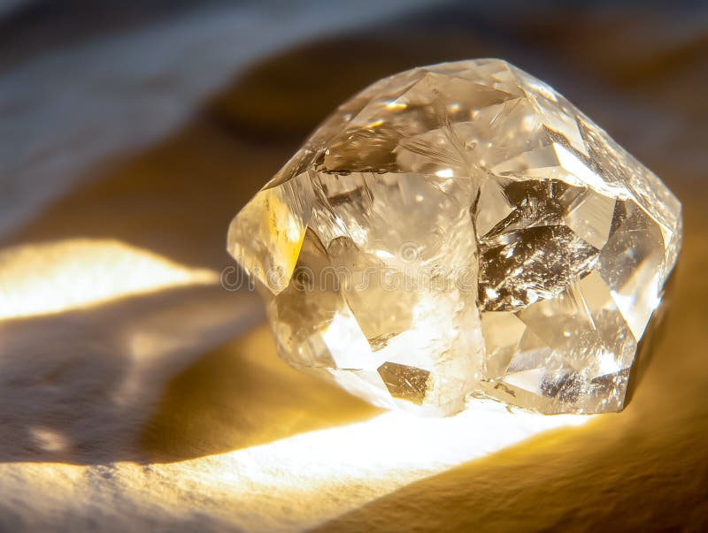 Beautiful Diamond Crystal Reflecting Light on a Soft Surface Stock ...