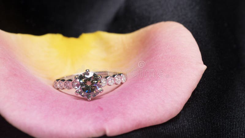 Beautiful Diamond Ring on a Red Rose Petal Stock Photo - Image of ...