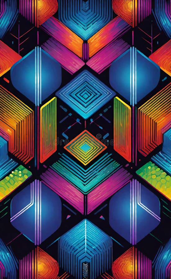 Beautiful and Colorful Technological Illustration Pattern Ai Generated ...