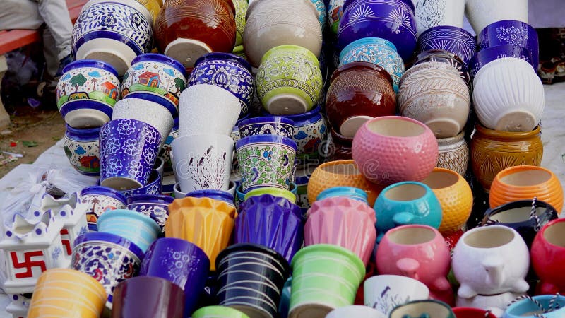 Beautiful Different Colored Cups on Display at Surajkund Fair. Stock ...
