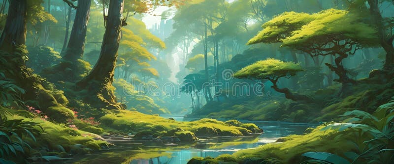 AI Generated. a Beautiful Digital Painting of a Stylish Asian Forest ...
