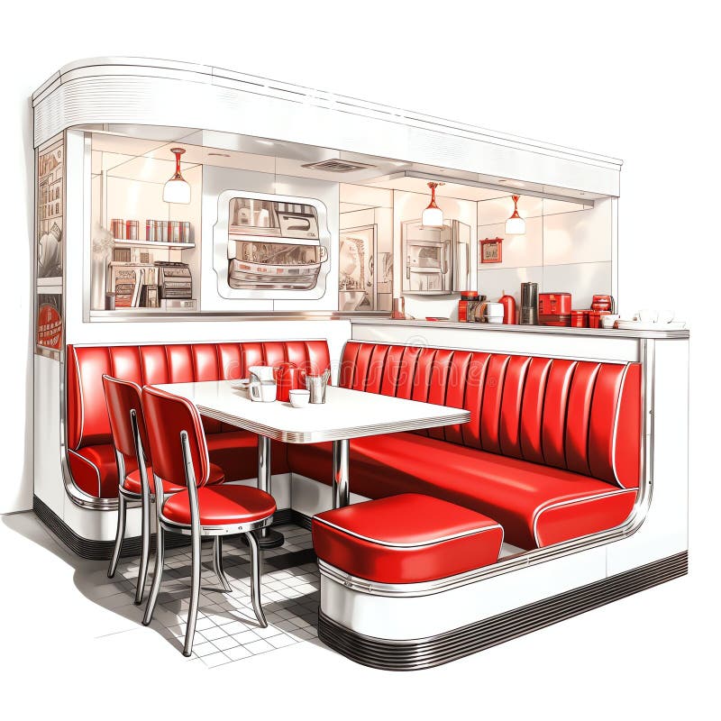 Beautiful Diner Booth Clipart Illustration Stock Illustration ...