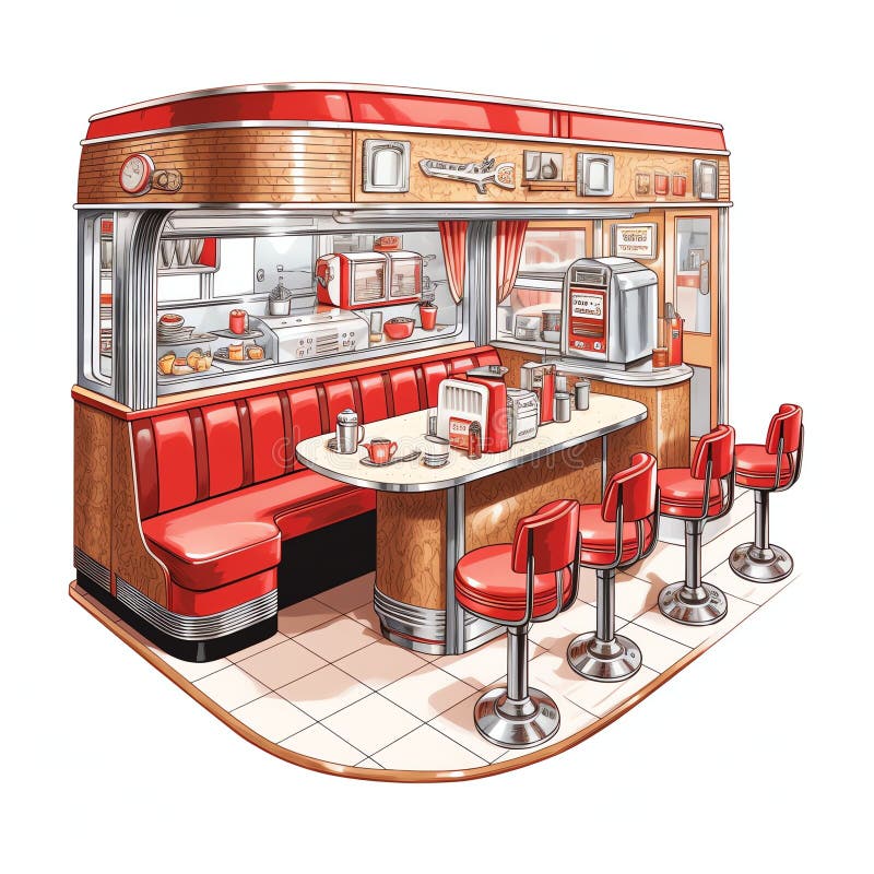 Beautiful Diner Booth Clipart Illustration Stock Illustration ...