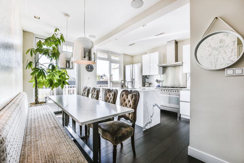 Beautiful dining room stock image. Image of luxurious - 222607533