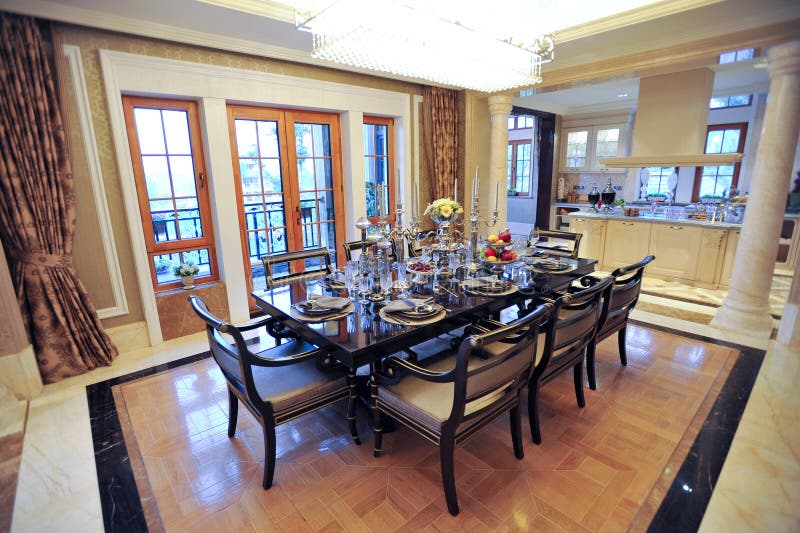 Beautiful Dining Room in a Mansion Stock Photo - Image of laying, chair ...