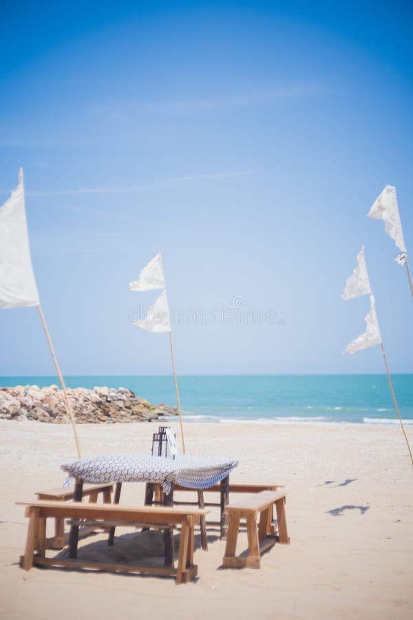 Beautiful Dining Table on the Beach Stock Photo - Image of sand, summer ...