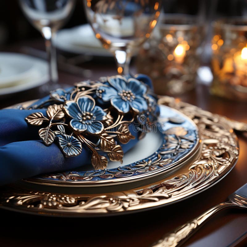 Beautiful Dinner Set with Ornate Plates. AI-generated Stock ...