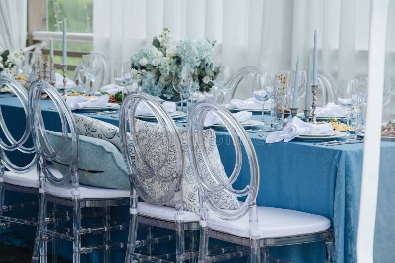 Beautiful Dinner Setting, Long Table Set for an Event on a Terrace ...