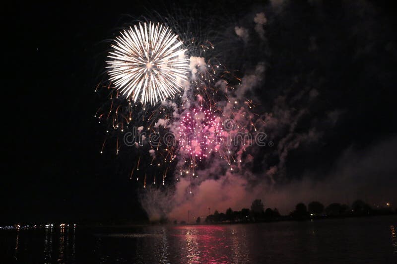 Beautiful Display of Fireworks Editorial Stock Image - Image of party ...