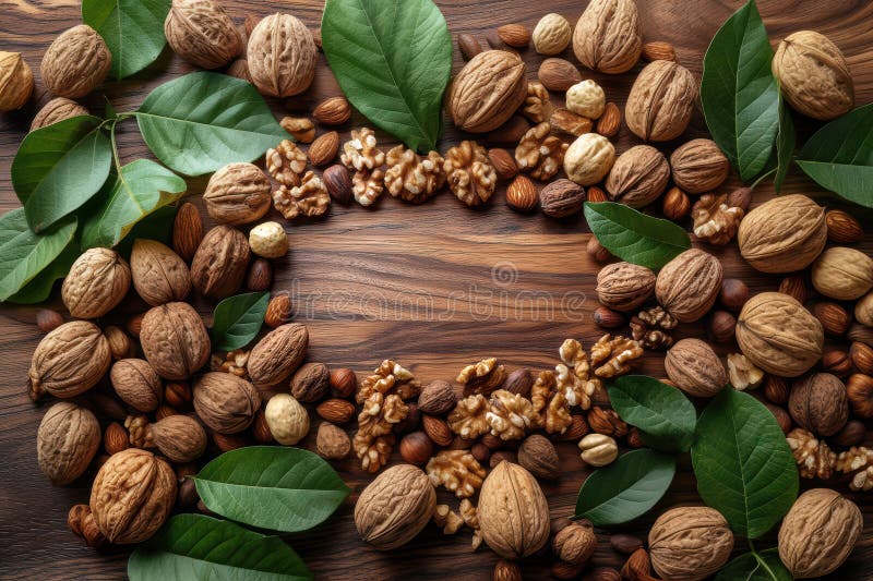 A Beautiful Display of Nut Varieties Elegantly Surrounded by Lush ...