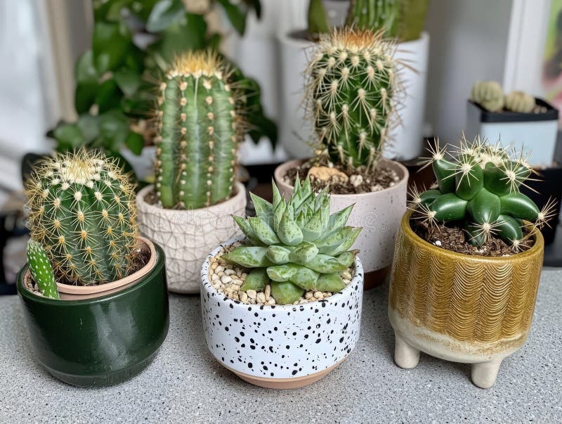 A Beautiful Display of Various Small Cacti and Succulents in Stock ...