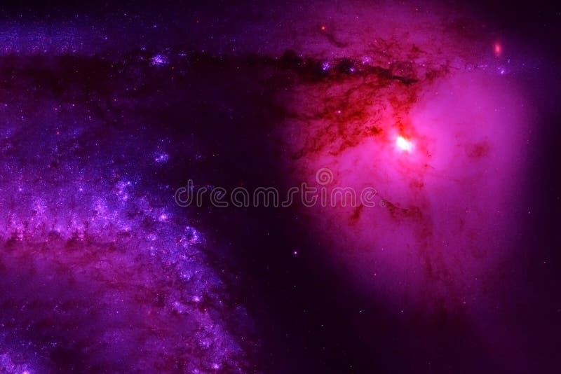 Beautiful Distant Galaxy of Red Color with a Bright Phase. Elements of ...