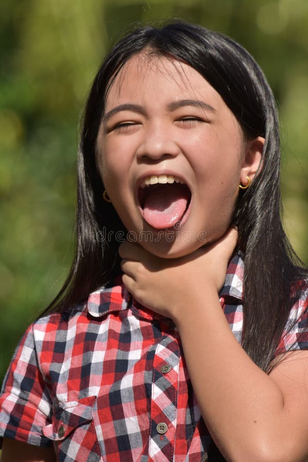 Beautiful Diverse Female Choking Stock Photo - Image of looking, choke ...