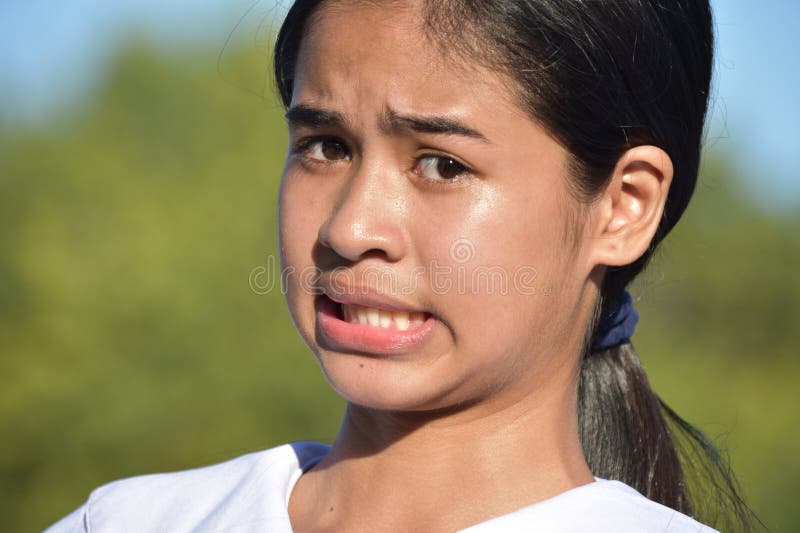 Beautiful Diverse Female and Confusion Face Closeup Stock Photo - Image ...