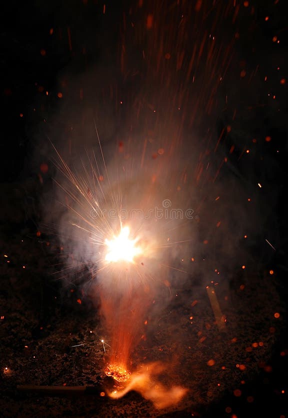 Beautiful Diwali Glowing Firecracker, Fire of Cracker Explosion on ...