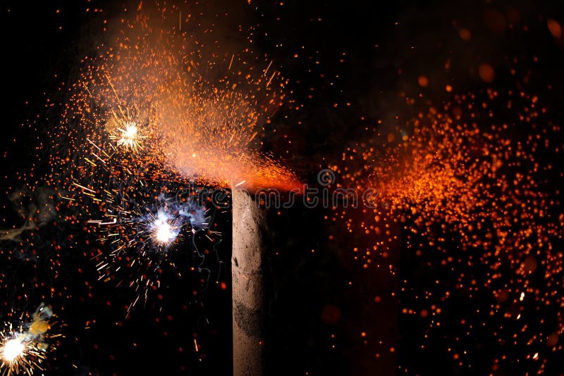 Beautiful Diwali Glowing Firecracker, Fire of Cracker Explosion on ...
