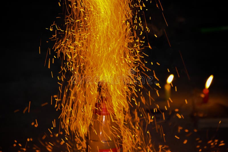Beautiful Diwali Glowing Firecracker, Fire Cracker Explosion Stock ...