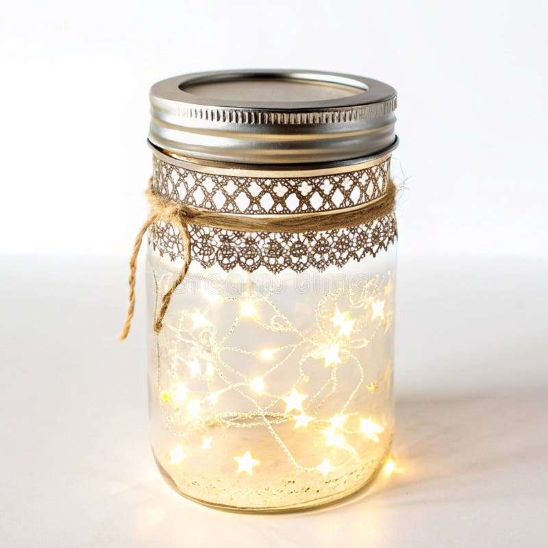 Beautiful DIY Firefly Jar Isolated on White Background Stock ...