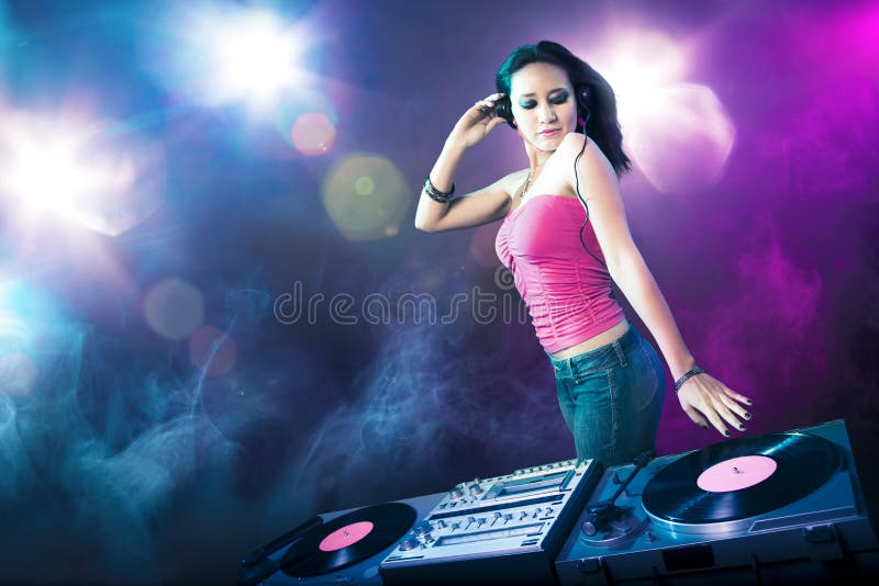 Beautiful DJ Girl At The Club Stock Illustration - Illustration of cute ...