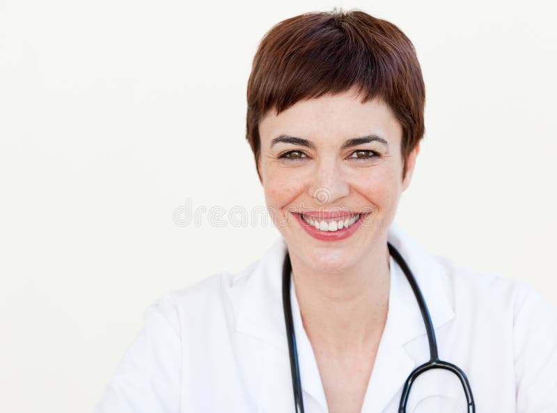 Beautiful Doctor Smiling at the Camera Stock Photo - Image of isolated ...