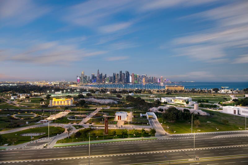 Beautiful Doha Sky Line Qatar Editorial Stock Image - Image of arabian ...