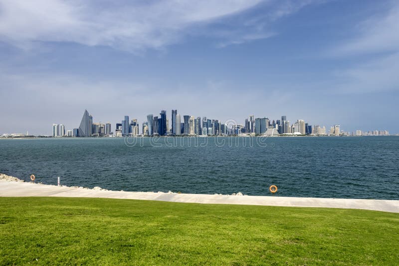 Beautiful Doha Skyline Day Time Editorial Photo - Image of harbour ...