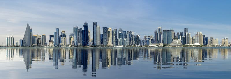 Beautiful Doha Skyline Early Morning Editorial Stock Photo - Image of ...