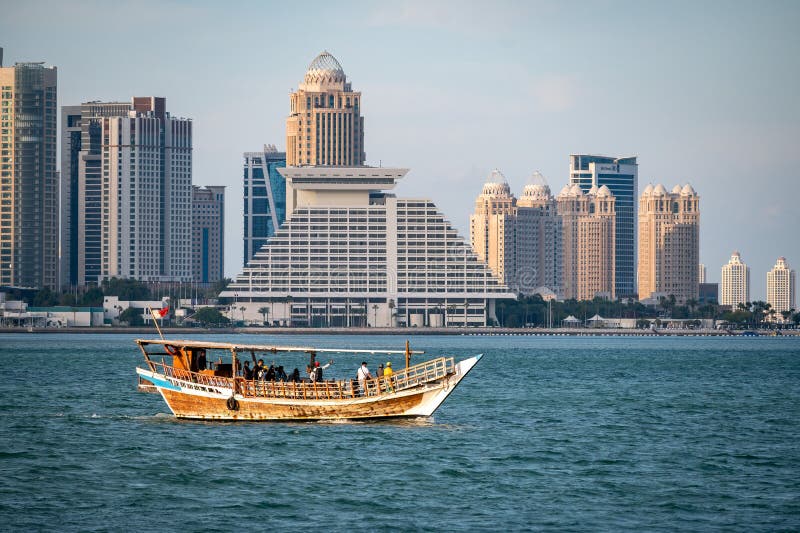 Beautiful Doha Skyline View from Corniche Editorial Stock Image - Image ...