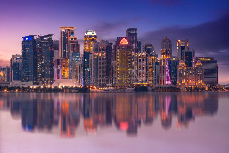 Beautiful Doha Skyline View from Doha Corniche Editorial Photography ...