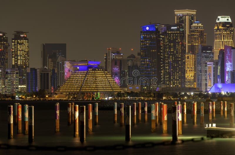 Beautiful Doha Skyline View from Corniche Editorial Image - Image of ...