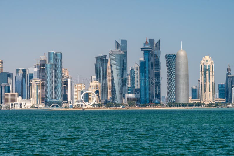 Beautiful Doha Skyline View in Day Time Stock Photo - Image of ...