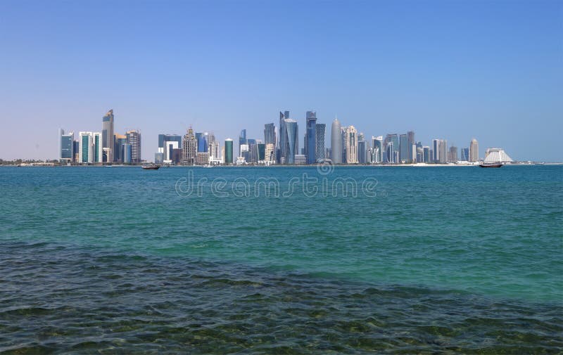 Beautiful Doha skyline stock image. Image of arabia, skyscraper - 50525265