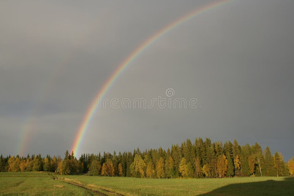 Beautiful double rainbow stock photo. Image of rain, rainbow - 14871910