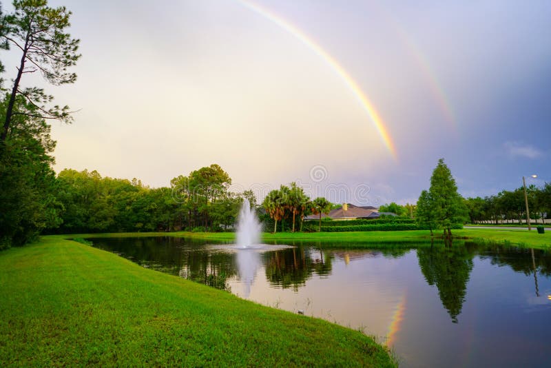 Beautiful Double Rainbow stock photo. Image of double - 94932758