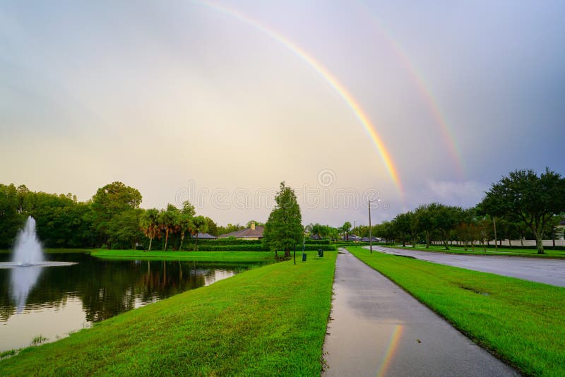 Beautiful double rainbow stock photo. Image of food - 194909834