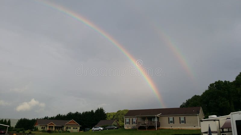 Beautiful Double Rainbow stock photo. Image of double - 94932758