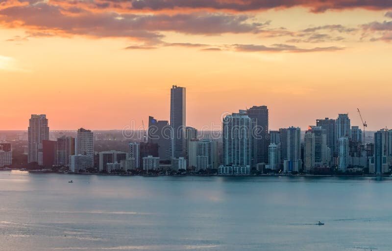 Beautiful Downtown Miami Skyline at Sunset Stock Photo - Image of ...