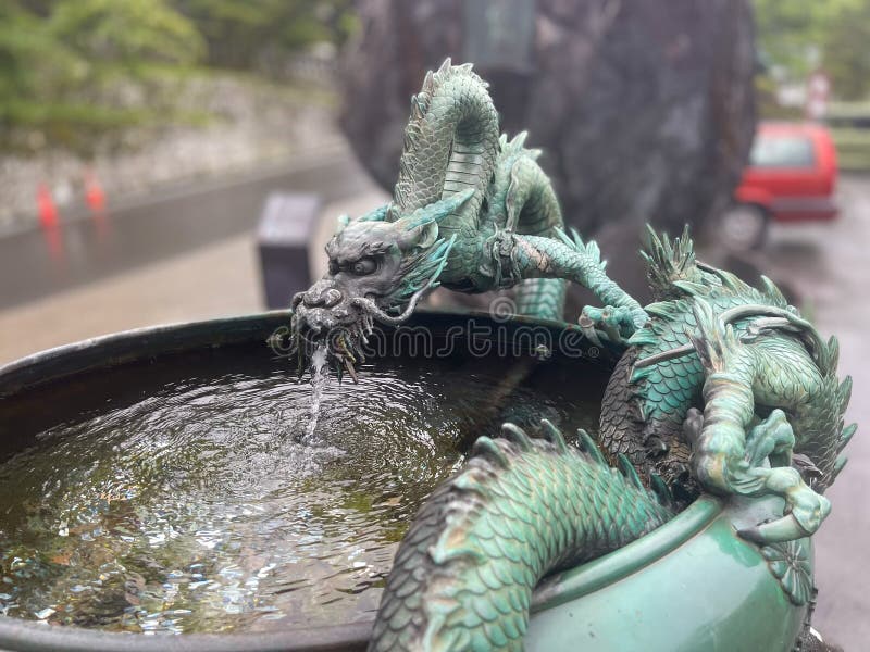Beautiful Dragon Fountain in Japan Stock Image - Image of monster, cups ...