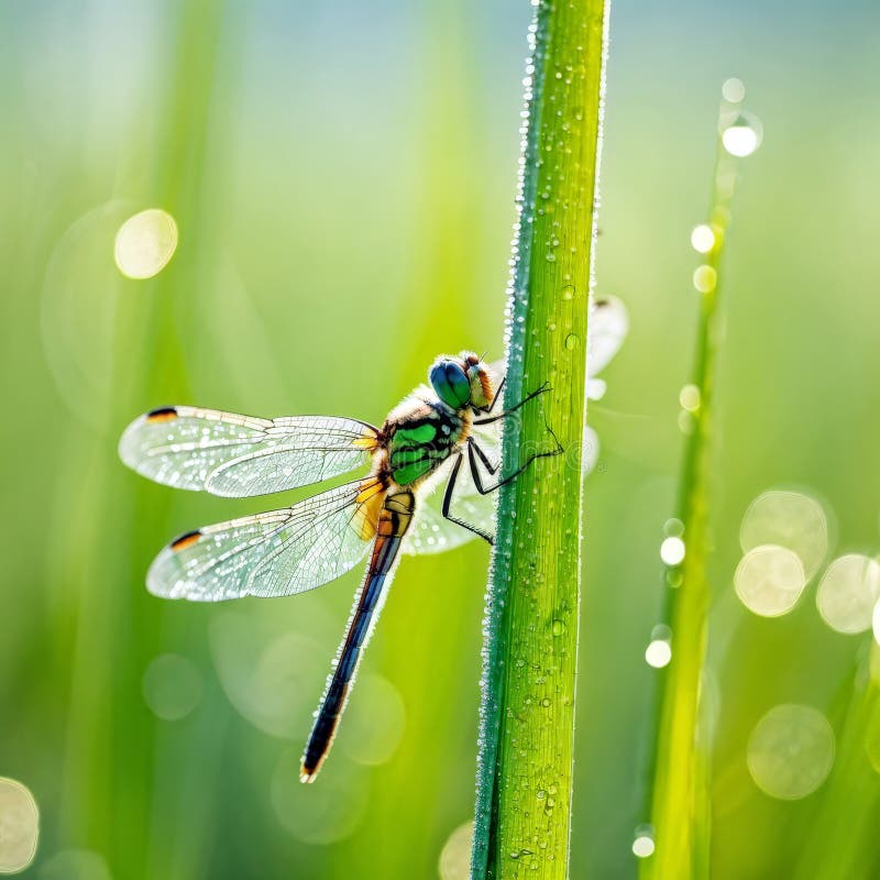 Beautiful Dragonfly on a Flower Stock Image - Image of nature, field ...